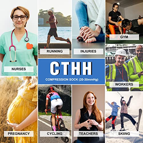 CTHH 7 Pairs Compression Socks for Women & Men Circulation Support Knee High Socks (06 Yellow/Green/Blue/Heart, Small-Medium)