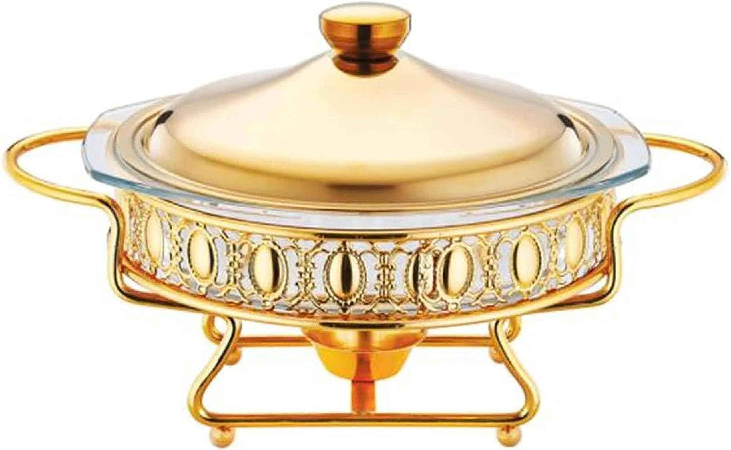 Chef Chafing Dish Buffet Set, Stainless Steel Chafer and Buffet Warmers Sets, Catering Buffet Mini Hot Pot Outdoor Picnic Household (Gold)