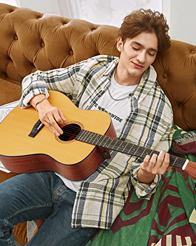 Donner Acoustic Guitar for Beginner Adult Full Size Dreadnought Acustica Guitarra Starter Bundle Kit with Gig Bag Strap Tuner Capo Pickguard String 4 Picks Cloth, Right Hand 41 Inch Natural, DAG-1
