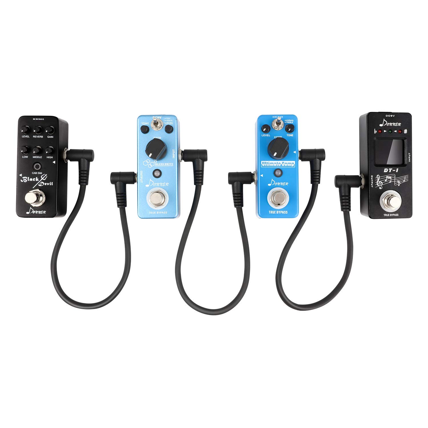 Donner Distortion Guitar Pedal & 6 Inch Guitar Patch Cable Black 6 Pack