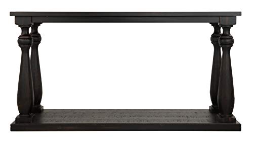 Signature Design by Ashley Mallacar Rustic Cottage Rectangular Sofa Table with Floor Shelf, Black