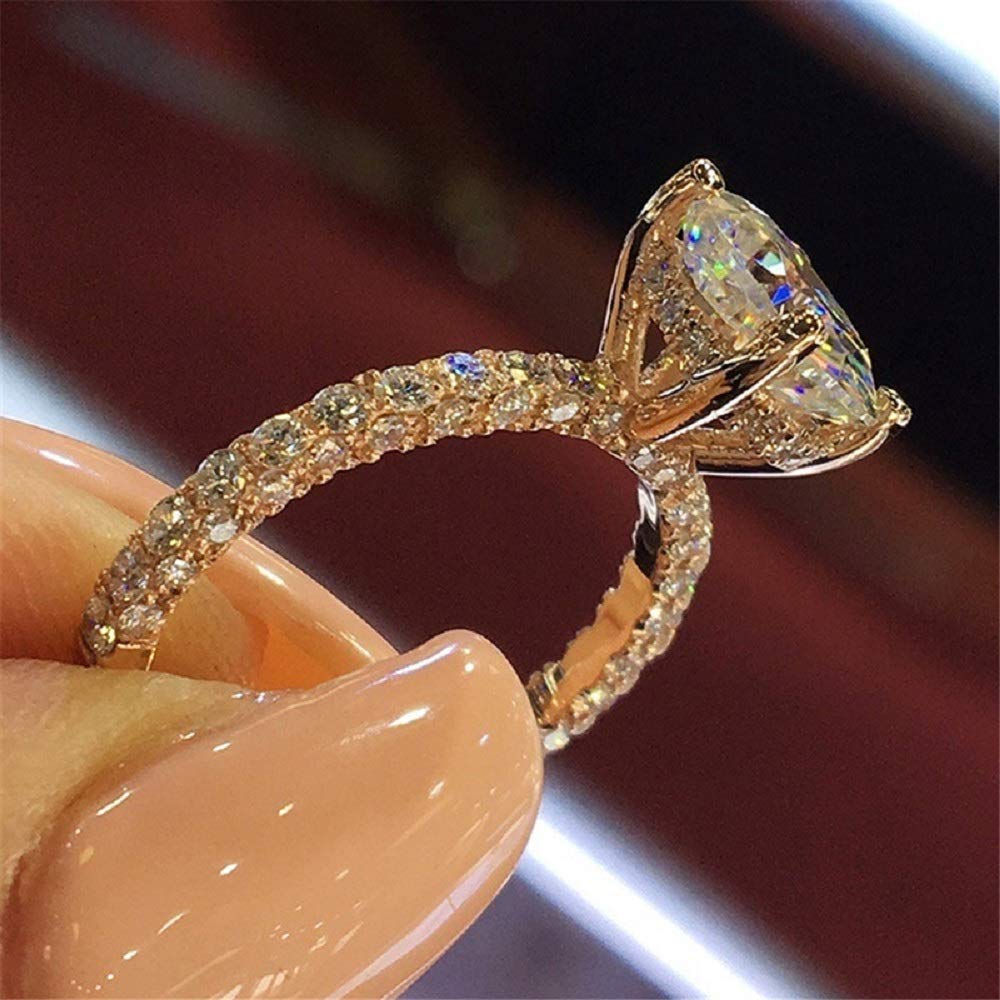 ChenFeng Rose Gold Ring Grown Halo Engagement Ring for Women Ideal Engagement Ring (10)