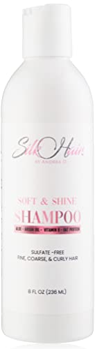 Silk Hair by Andrea D. Soft & Shine Shampoo For Women, Men, And All Hair Types, Boost Protection From Damaged Hair And Improves Shine And Softness, Sulfate Free 8OZ