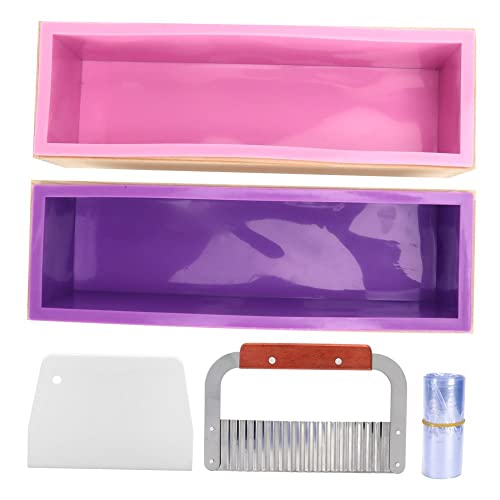 Complete Soap Making Supplies Set - Silicone Soap Mold Kit with Rectangular & Wave Cutters Plastic Mold and Soap Making Tools - DIY Soap Making Kit