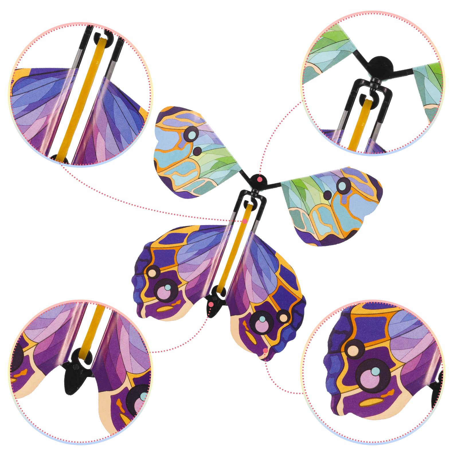 Chenkaiyang 120pcs Flying Butterfly Toy, Bright Colors Butterfly Card Wind Up Butterfly Toys Magic Flying Butterfly Surprise Gift, 15 Style