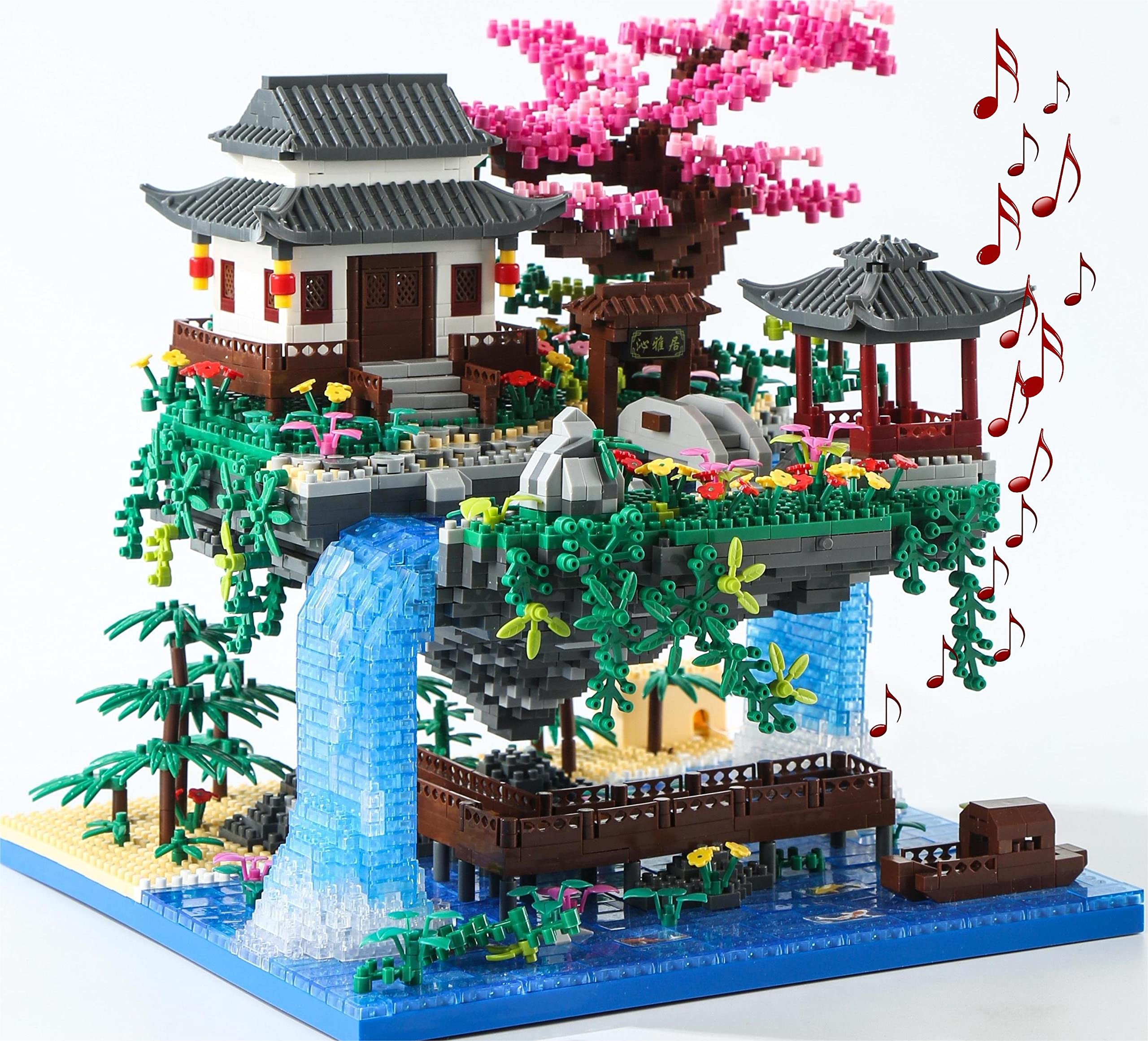 Cherry Blossom Tree Building Set with Gift Box, Original Music Cherry Blossom Tree House(type :symphony), Japanese Sakura Tree House Lights Building Kit（3220 Pcs, Cherry Bonsai Tree Building Set.