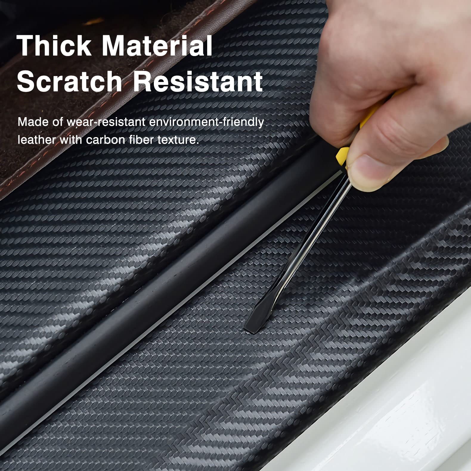 Door Sill Protector Entry Guard Sticker Threshold Decals for Ford F-150 2015-Up Carbon Fiber Style 4 Pack