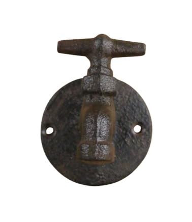 Midwest Craft House 6 Rustic Cast Iron Hooks, Faucet, Spigot Looking, Faux Faucet, Wall Hooks, Coat Hooks, Drawer Pulls