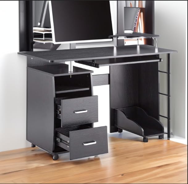 Computer Desk, 47'' Office Desk with Keyboard Tray, Writing Desk with 2 Drawers and Study Table, Potting Stand with CPU Tray&Removable Shelf for Storage