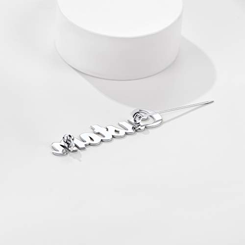 Custom4U Name Brooch Pin Personalized Stainless Steel Customized Name Tag Jewelry for Women