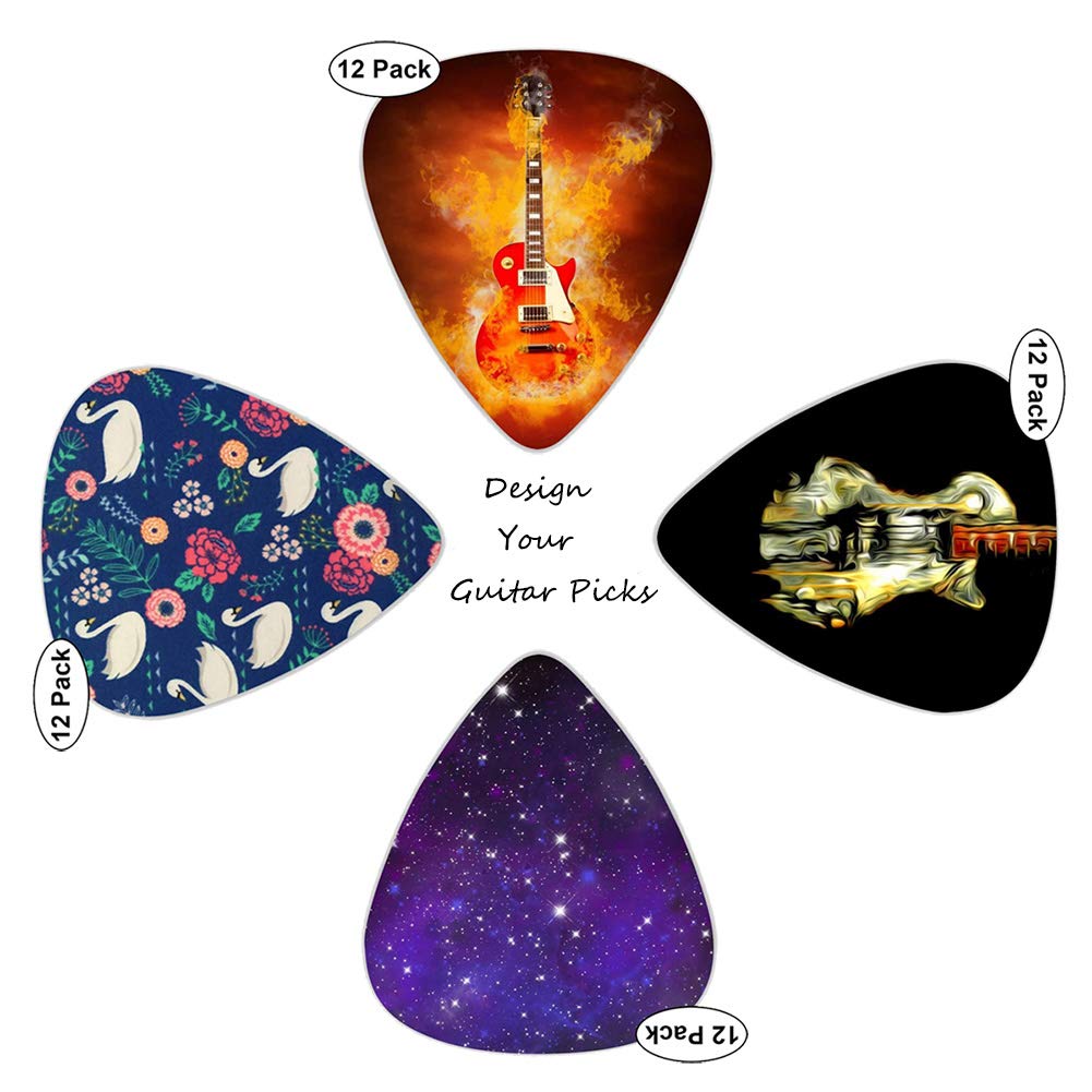 Customized Guitar Picks,12-pack Personalized Bass Plectrums Add Your Own Text Name Message Instrument Accessories