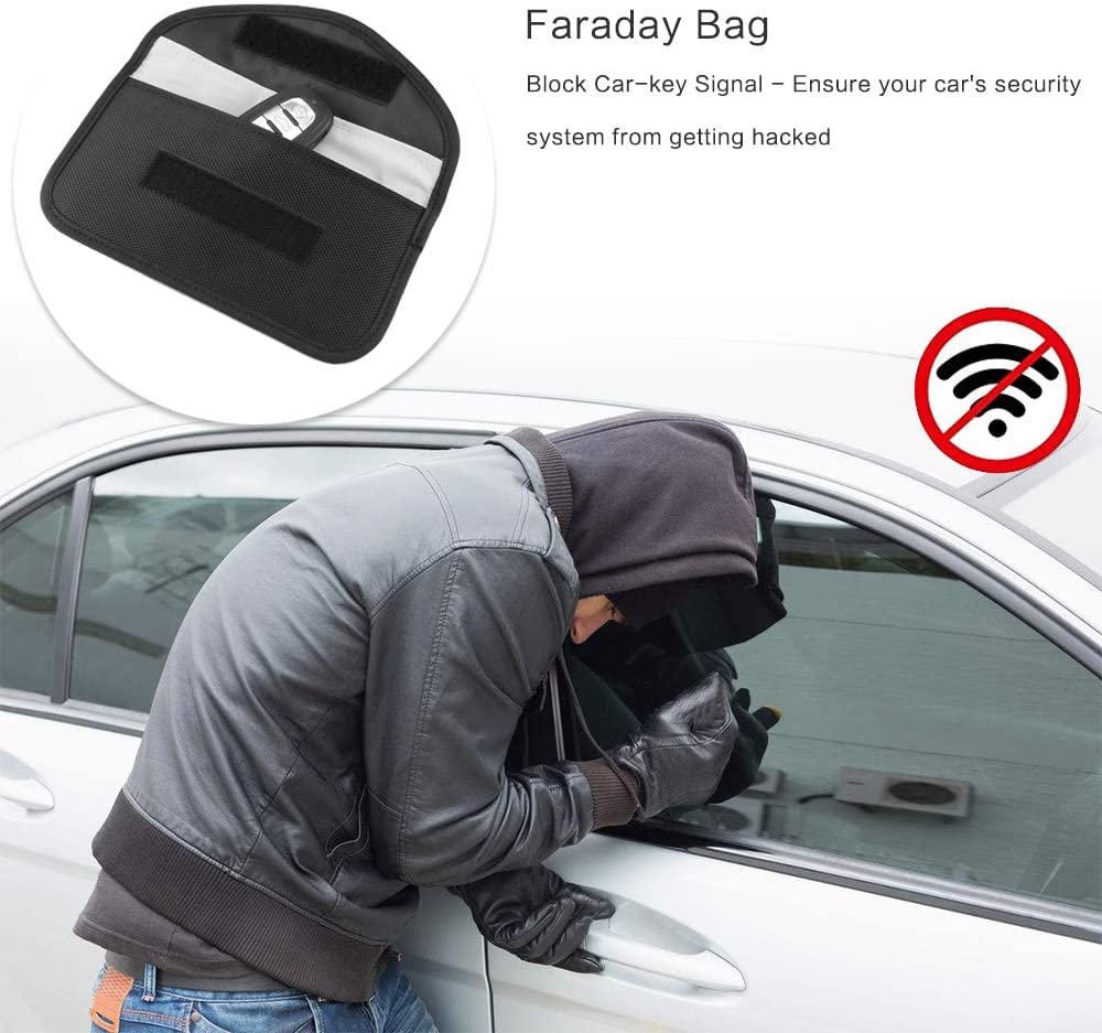 ONEVER 2 Pack Faraday Bags for Car Keys and Cell Phone, Signal Blocking Key Pouch Wallet, Anti-Tracking Anti Theft Car Protection, Signal Jammer WiFi/GSM/LTE/NFC/RFID, GPS Blocker