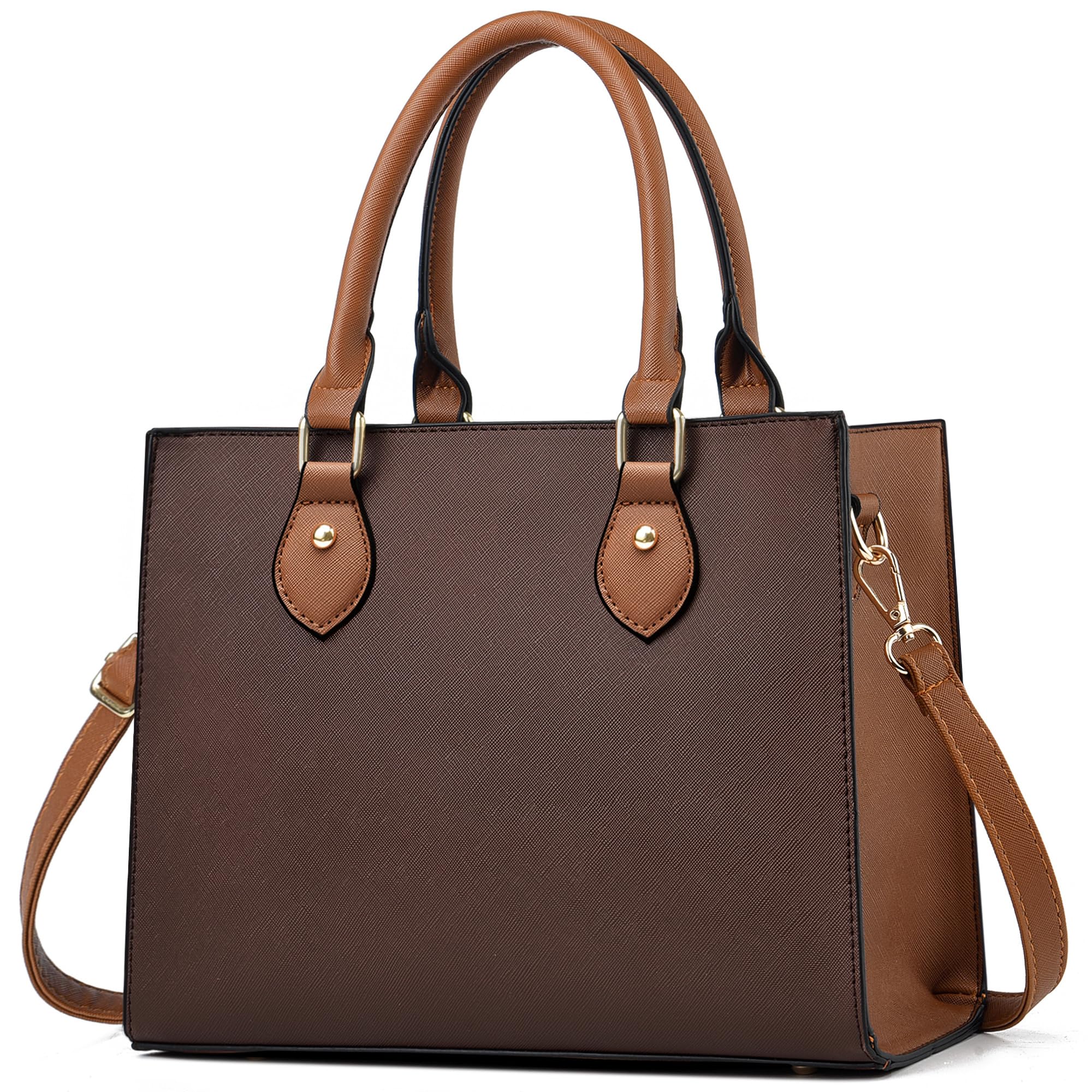 CHICAROUSAL Crossbody Purses and Handbags for Women PU Leather Tote Top Handle Satchel Shoulder Bags (Dark Brown -BR)