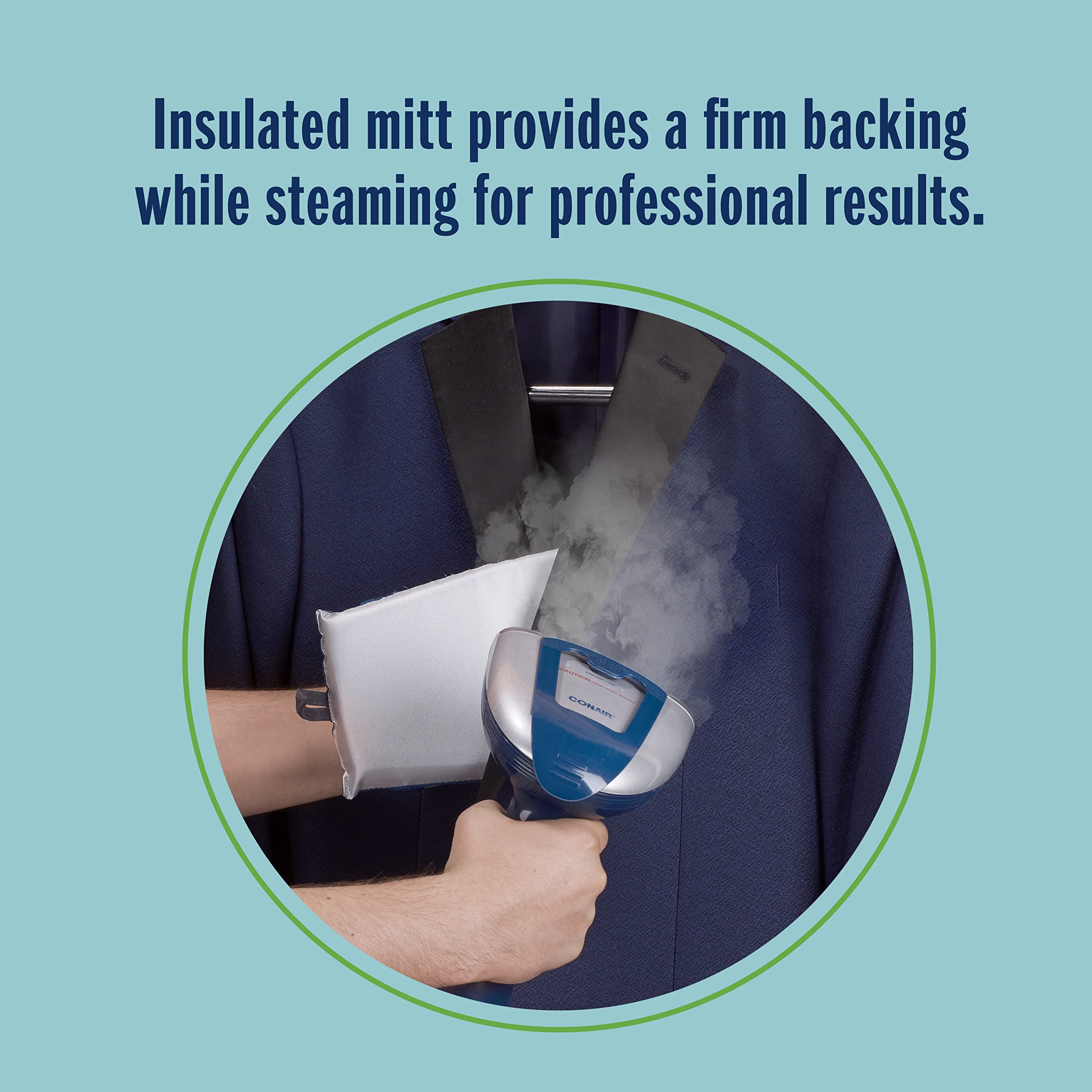 Conair Complete Care Protective Garment Steaming Mitt, Silver and Blue