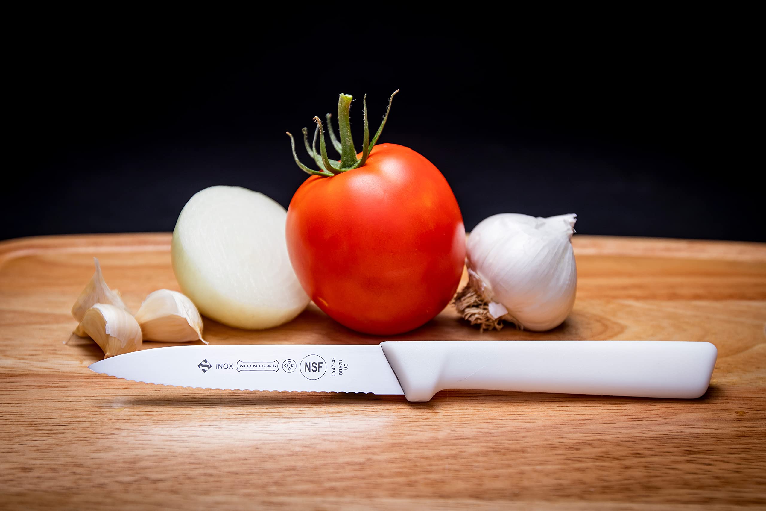 Mundial SCW0547-4E - 4 in Serrated Paring Knife, Set of 3 with White Handle