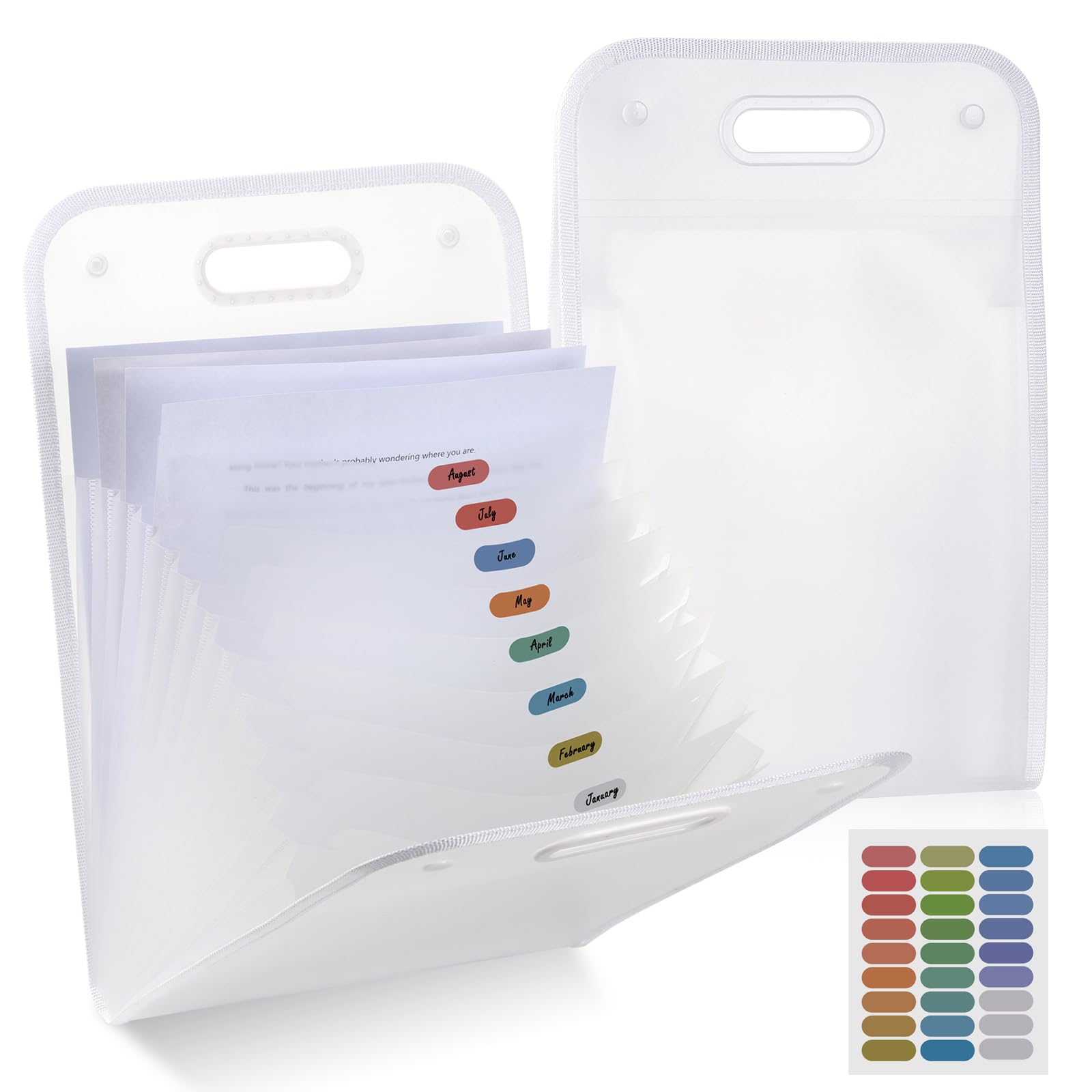 EooUooIP 13-Compartment Portable Vertical Accordion Expandable File Folder Organizer with Blank Index Tabs,Portable and Durable,Suitable for File Management and Document Storage.