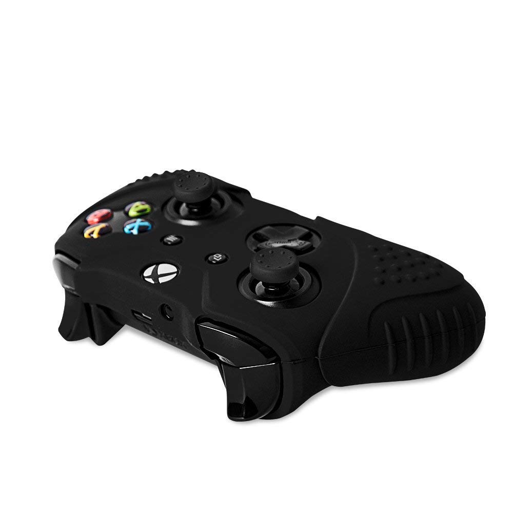 Cybcamo Silicone Skin Cover Grip Set for Xbox One X & One S Controller, Anti-slip Protector Case for Microsoft Xbox 1 Controller with 8 Thumbstick Caps (Black)