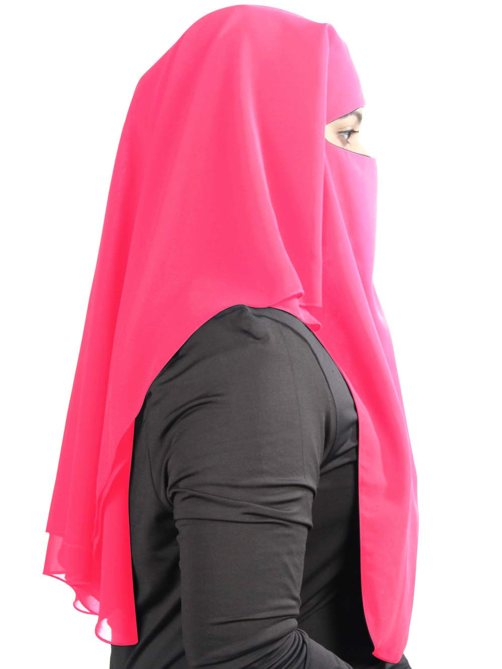 MyBatua 3 Layers Saudi Niqab In Breathable Georgette, Wholesale Price, 1pc Face Veil NQ-003 (Sweet Pink)