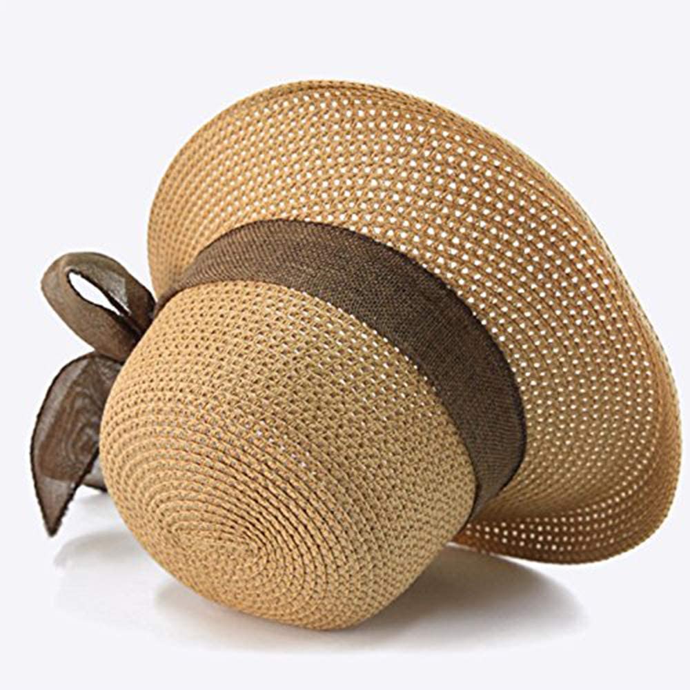 Cyiecw Beach Straw Hats for Women Floppy Summer Sun Hat Fashionable Wide Brim Cap UV UPF5 Travel Hats Packable Cotton Light Brown Khaki