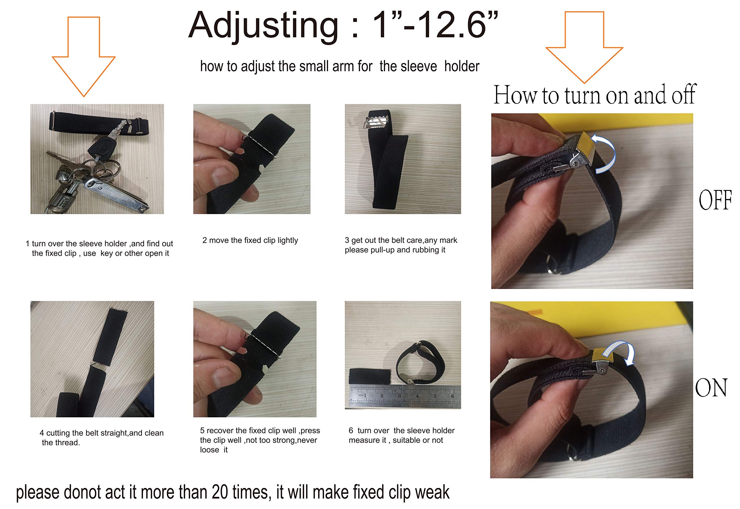 Cyprinus Carpio 2 Pieces Adjustable Shirt Sleeve Holders Anti-Slip Armbands Elastic Sleeve Garters for Women Men(3/4" *12 1/2" BLACK)