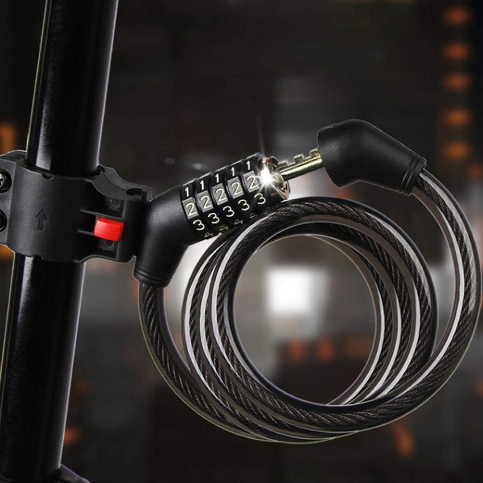 Cyrank 5 Digits Code Bike Cable Lock, Bicycle Password Cable Lock Chain Coded Lock with Combinations for Bikes Motorcycles
