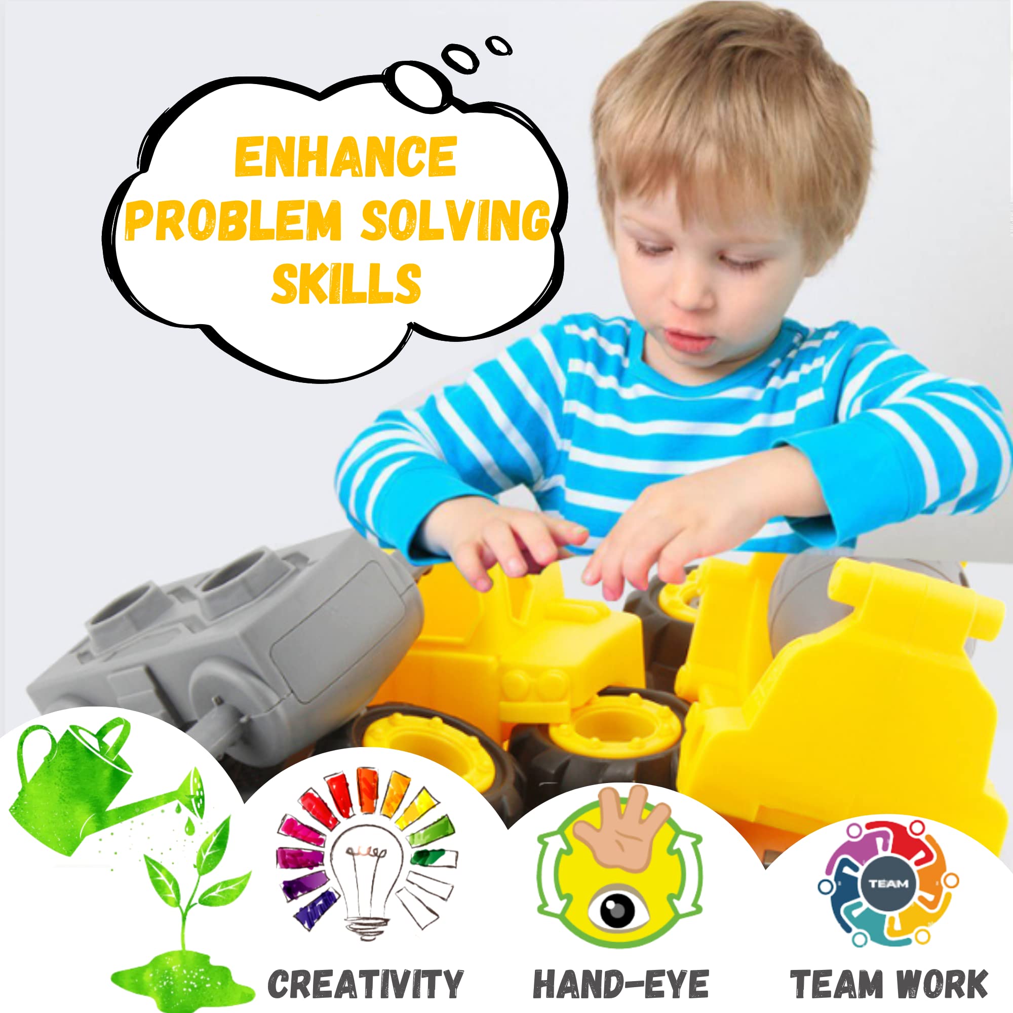 Take-Apart Dump Truck Toy STEM Construction Vehicle Toy for Boys with Tools Ideal Gift for 3-5 Year Old Toddlers Kids who Loves Building and Trucks