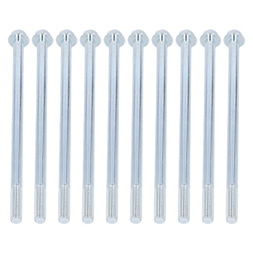 Hex Head, Half Tapped Screw Carbon Steel 10 Pcs High Hardness Standard Size Heavy Duty Extended for Gasoline Generator (10 * 210)