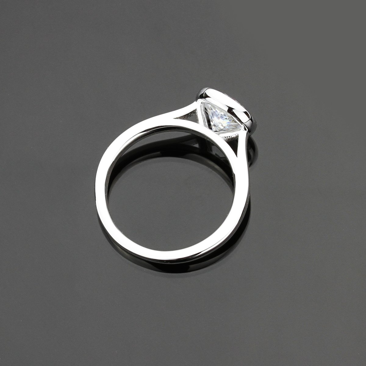 DoubleAccent Platinum Plated Sterling Silver Ring 2 CT Round CZ Stone Bezel Set Solitaire Wedding Engagement Ring (Size 5 to 9), 6