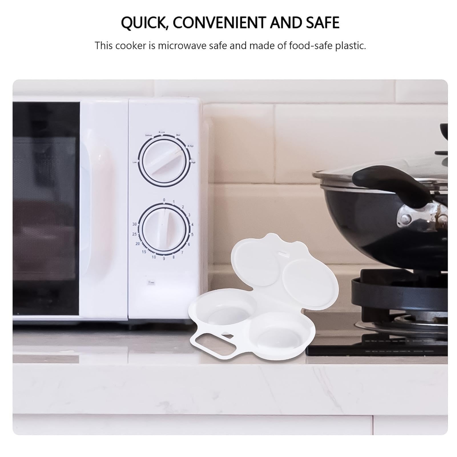 EsEico Poached Egg Microwave, 2 Eggs Microwave Egg Boiler Poacher, Egg Maker Microwave, Cup Microwave Egg Poacher, Eggs Round Poached Eggs Capacity Steamer For Home Breakfast, 5*1.9in, White