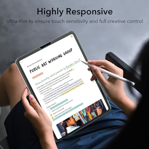ESR 2 Pack Screen Protector for iPad Air 5th/4th Generation(2022/2020), iPad Pro 11 Inch (2022/2021/2020/2018) Screen Protector, Tempered Glass Film with Easy Application Tray, Anti-Scratch, HD