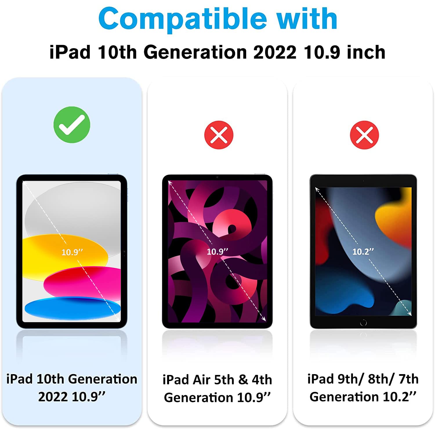 Hi Space for iPad 10th Generation Case 10.9 inch 2022 with Pencil Holder, Colorful Leaf Trifold Protective Shockproof Cover foriPad 10th Gen Auto Sleep Wake for A2757 A2777
