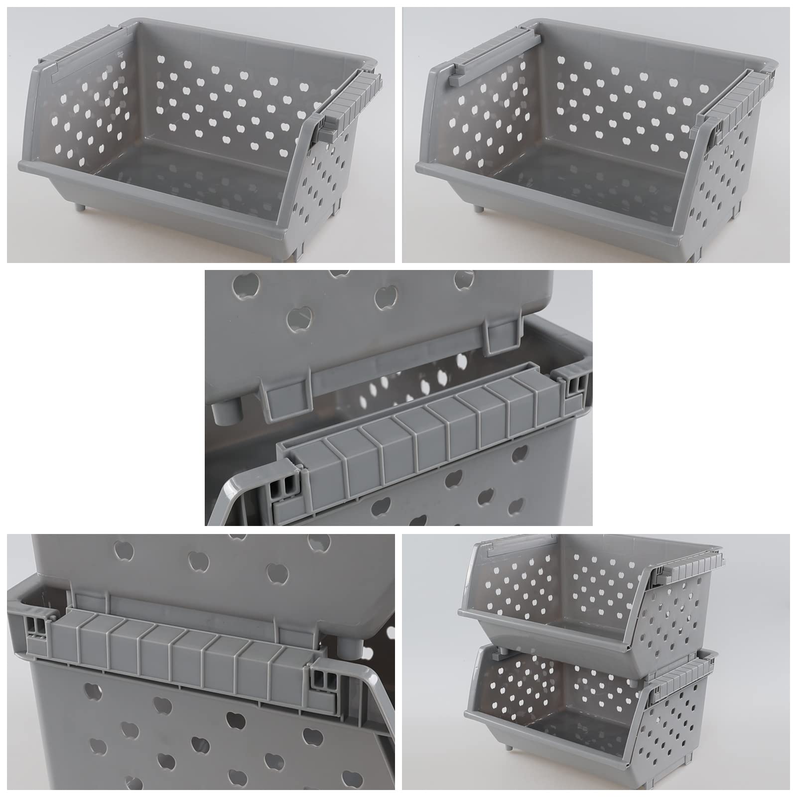 EudokkyNA 4 Pack Stackable Storage Basket, Large Stacking Baskets