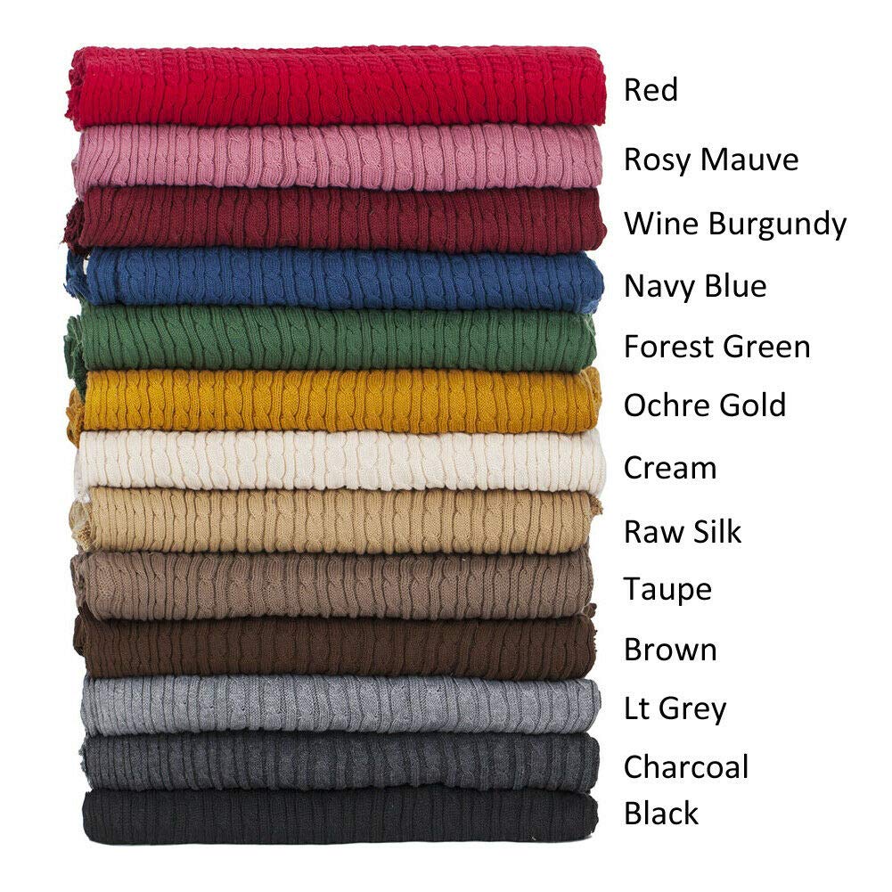 Neotrims Cable Twist Knit Fabric, Selvedge Edge 14 Colours, Knitted Sweater Style Cotton Feel Material. Superb Cloth for Apparel, Accessories and to Make Baby Wraps Blankets. Navy Blue, 1 Meter