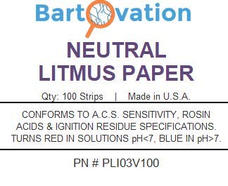 Neutral Litmus Paper [Vial of 100 Test Strips] for Acidity/Alkalinity Testing