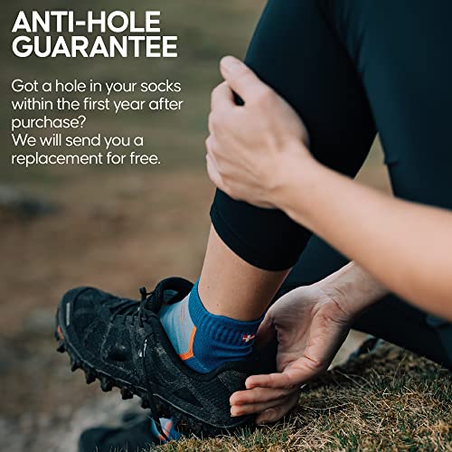 DANISH ENDURANCE 3 Pack Low-Cut Athletic Socks, Moisture Wicking, Men & Women, Blue/Orange, 9-13