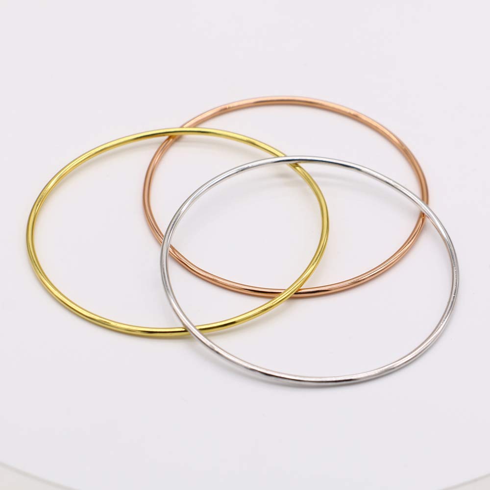 Dankadi Minimalist Women Bracelet 925 Sterling Silver 3 Ring Bangle Diameter 60-65MM Original Design Bracelet DIY Jewelry Birthday Gift (60mm silver 3 loop)