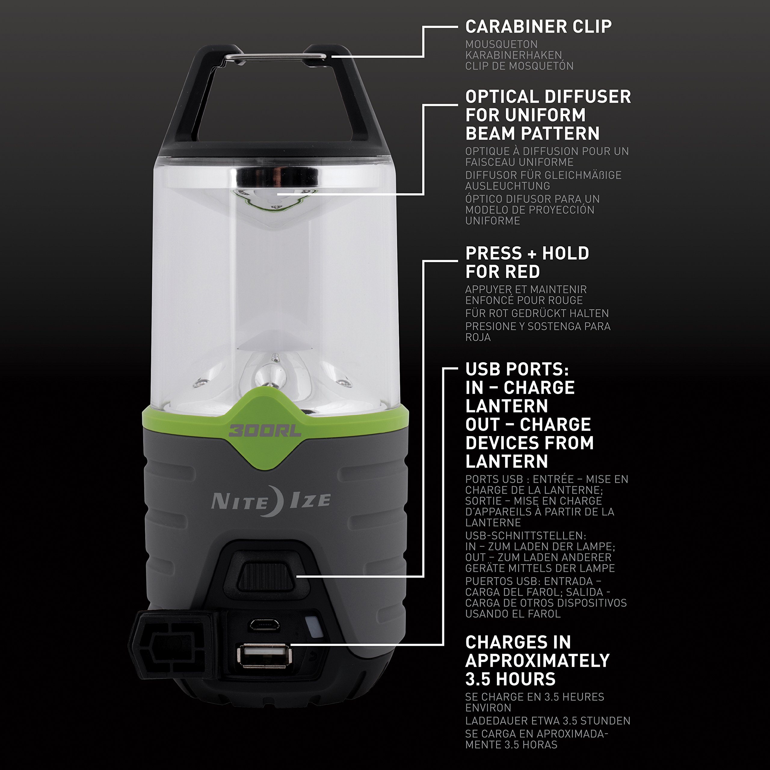 Nite Ize N03876-BRK Radiant Recharge Lantern, 300 Lumen