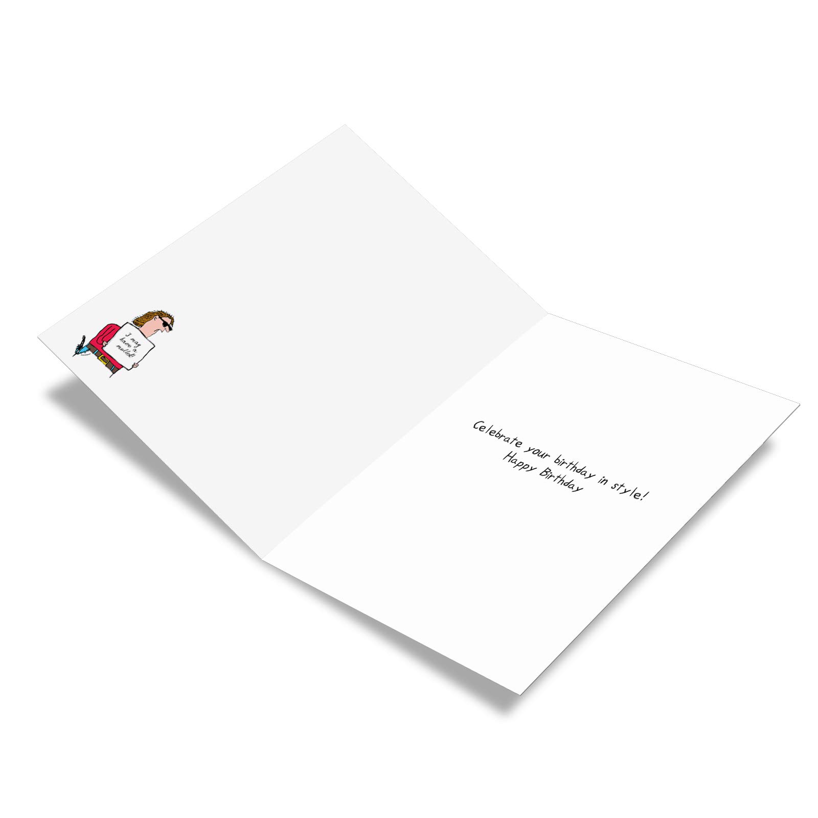 NobleWorks - 1 Hilarious Birthday Card with Envelope - Funny Card with Cartoons, Humor Comic Notecard - Blind Mullet C6150BDG