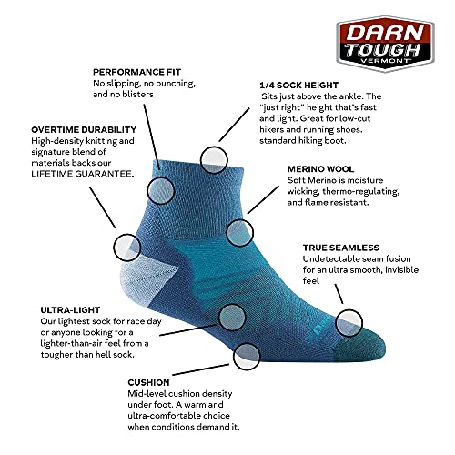 Darn Tough Women's Run Quarter Ultra-Lightweight with Cushion Running Sock (Style 1048) - Black, Medium