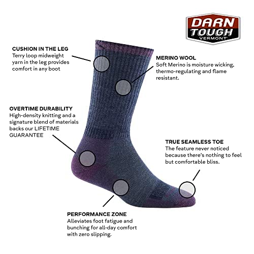 Darn Tough Women's RTR Boot Midweight Work Sock (Style 2014) - Shale, Medium