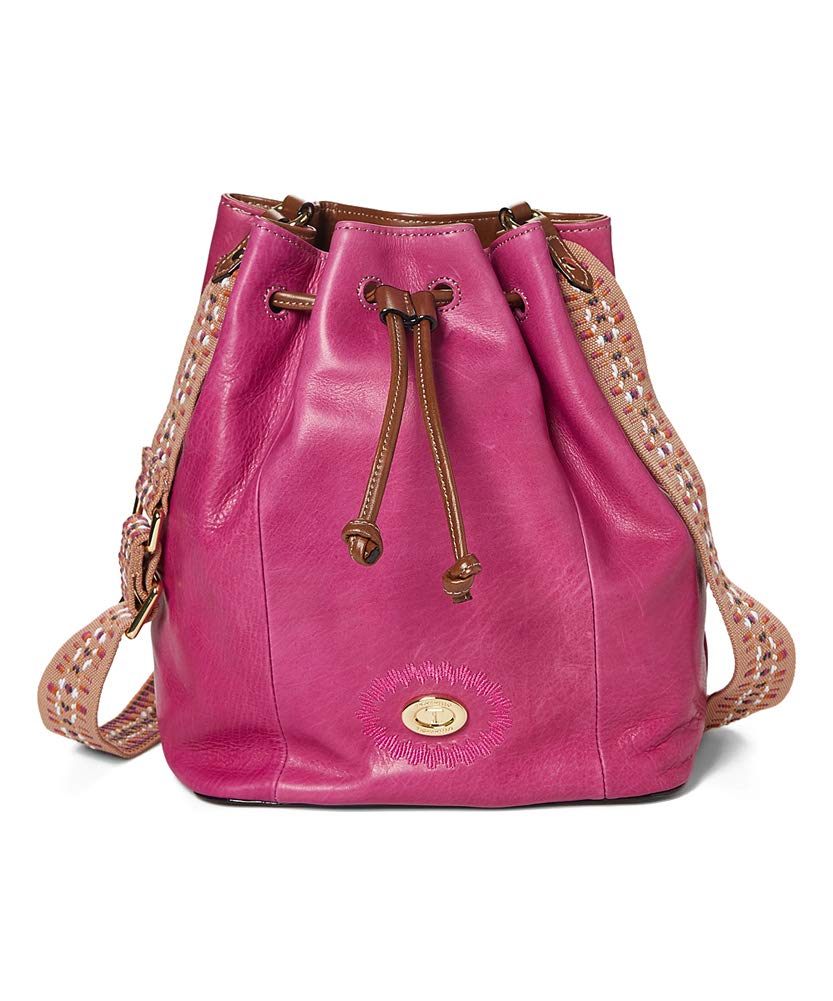 Tignanello Milan Drawstring Cross Body W/RFID Protection, Sangria/Cognac