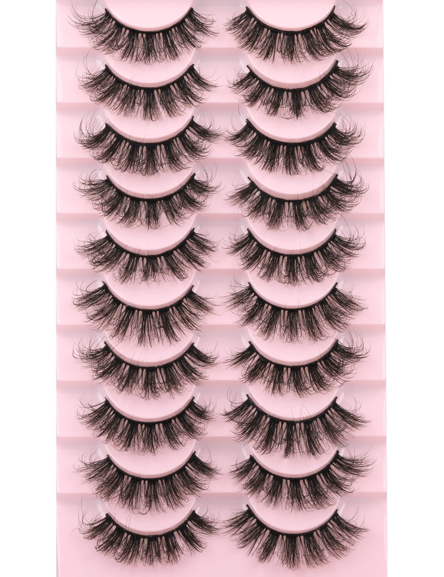 False Eyelashes 16mm Fluffy Lashes That Look Like Extensions Strip Eyelashes Wispy Cat Eye Lashes Pack 3D Faux Mink Lashes Natural Look by Zegaine 10 Pairs