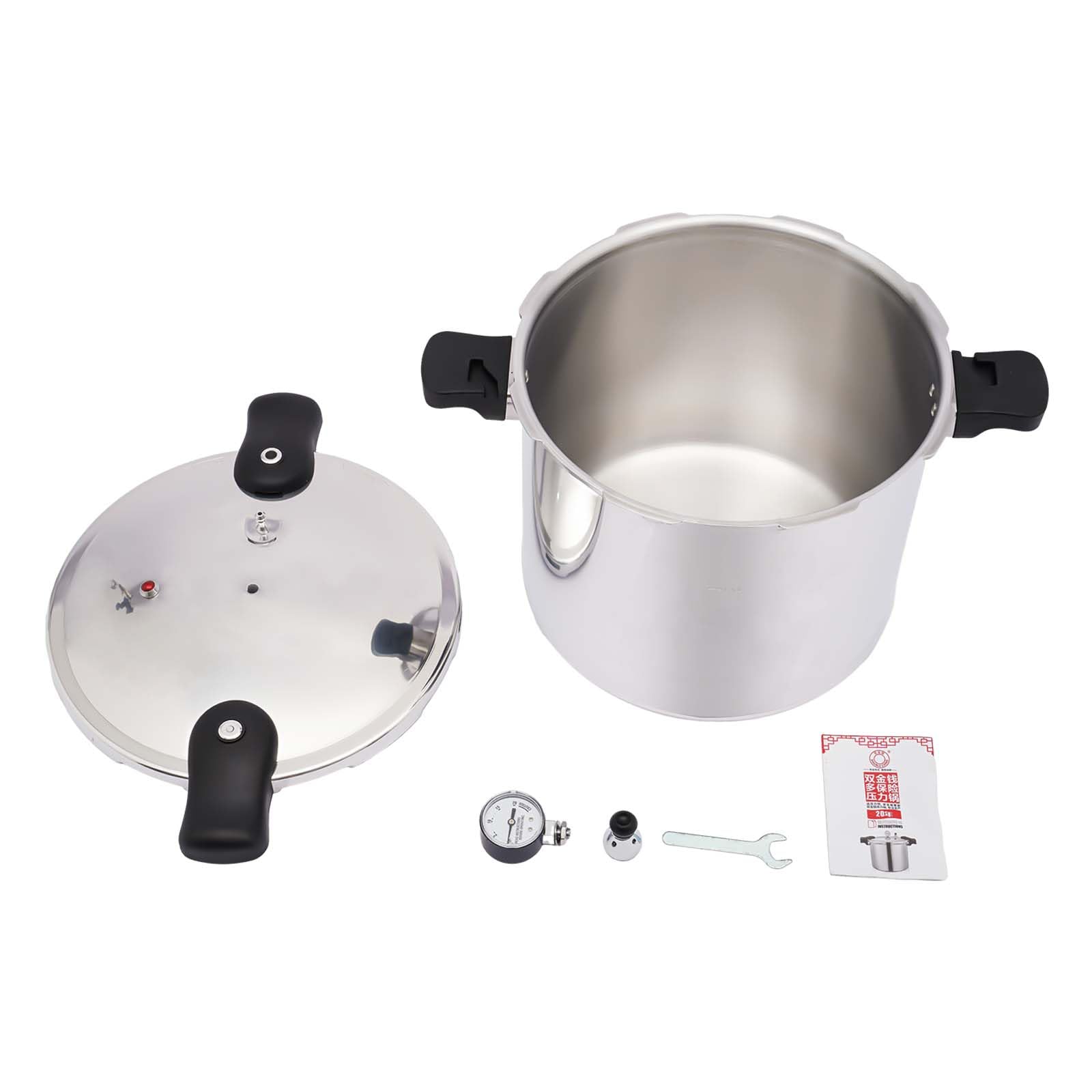 MuChaIOAK Pressure Canner 22-Quart, Stainless Steel Pressure Canner 22 Quart Induction, Aluminum Pressure Cooker Built-in Pressure Gauge with Rack, Silver