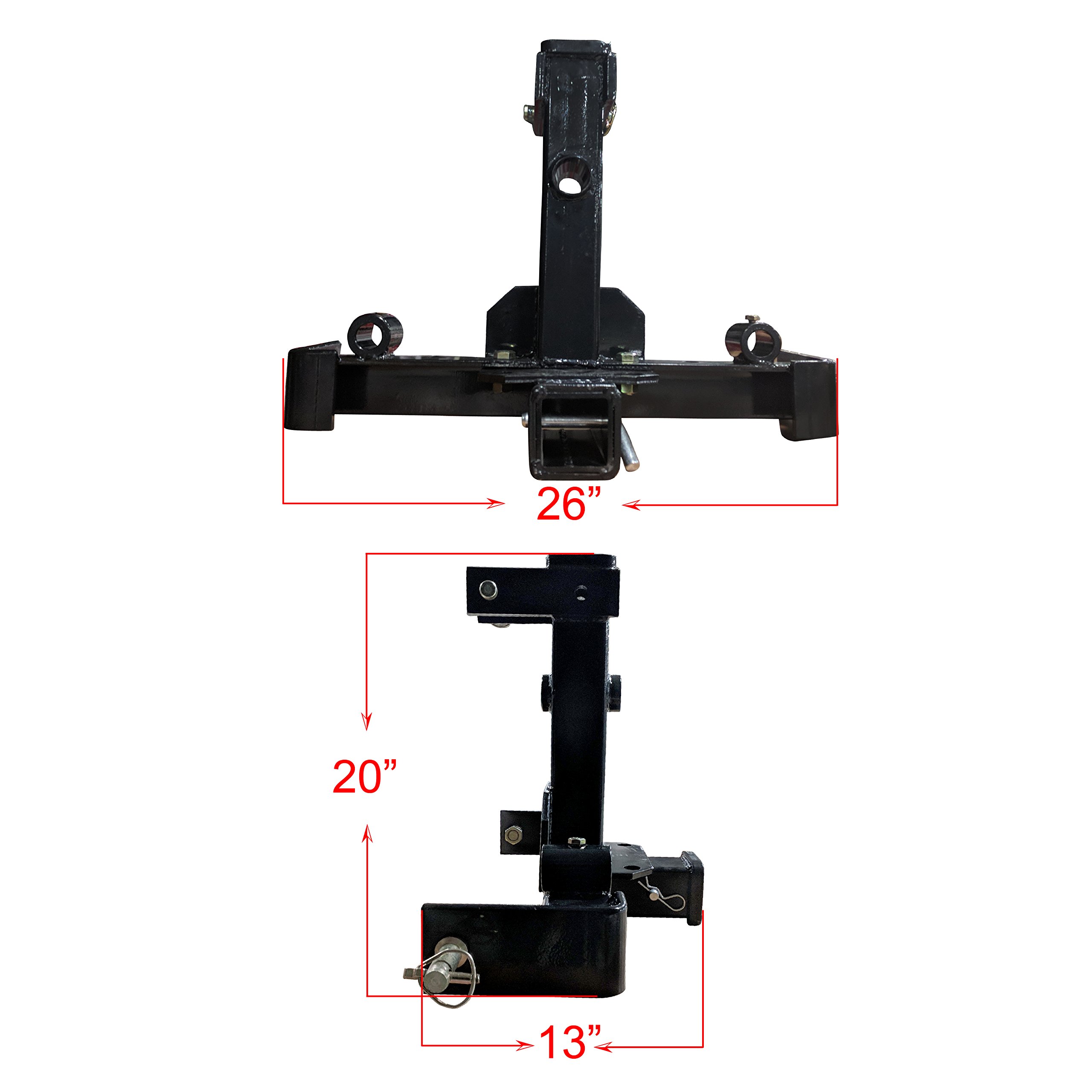 Titan Attachments 3 Point Transformer Tractor Hitch Fits Category 1 Tractors, Titan Quick Hitch Compatible, Optional Hay Bale Spear and Stabilizer Spears, Black Finish, Move Large Round Hay Bales