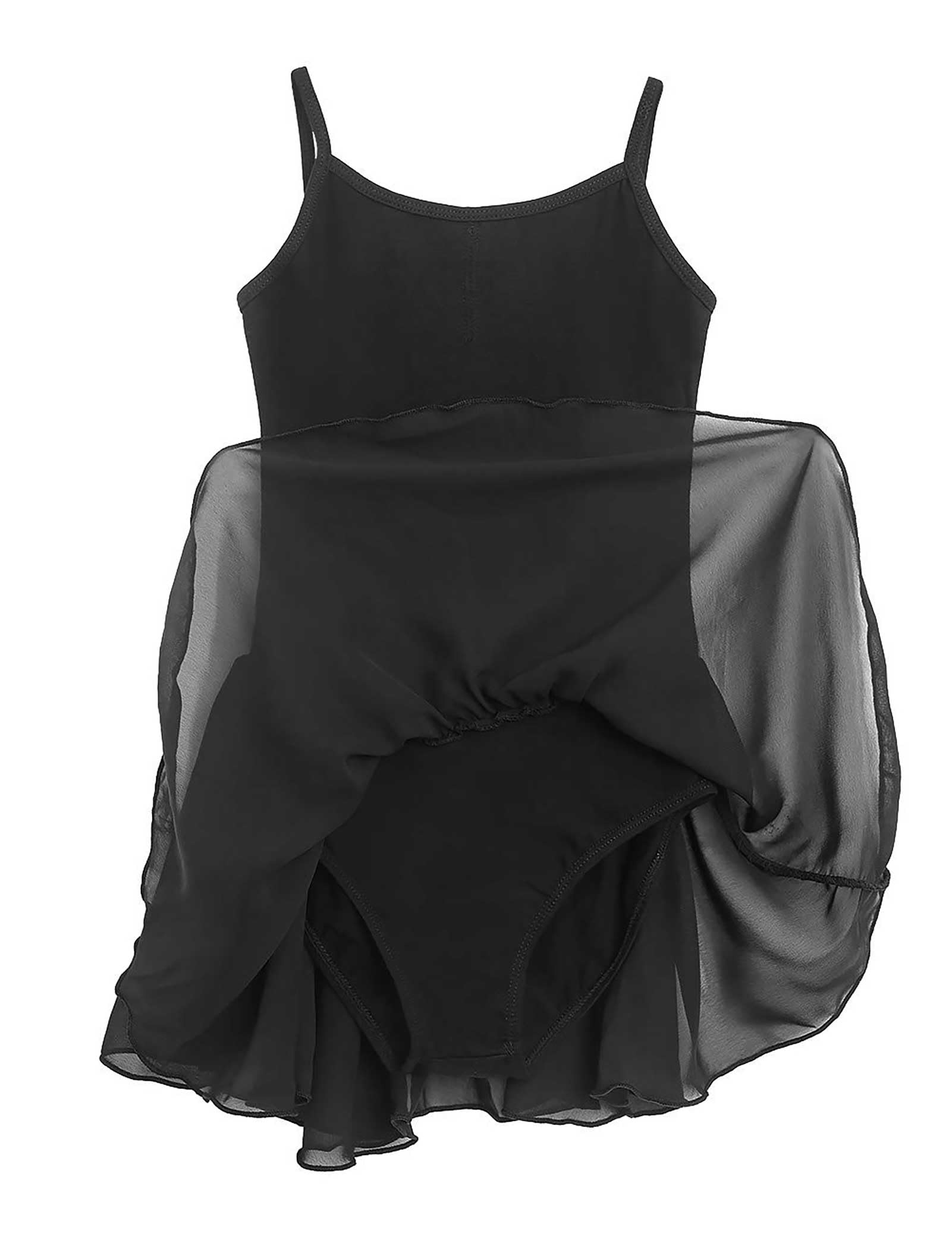 Daydance Black Dance Leotards for Girls, Short Sleeve Camisole Ballet Dress