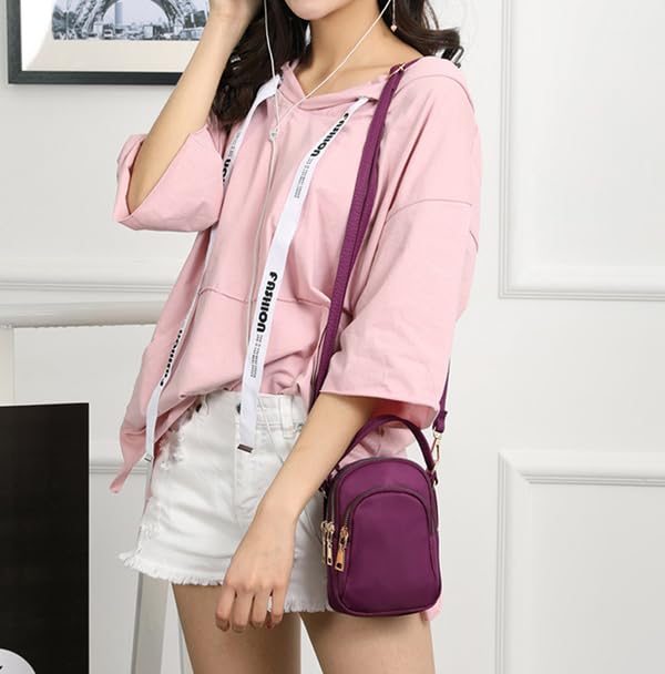 Toniker Nylon Multi-Pockets Small Crossbody Bags Cell Phone Purse Smartphone Wallet for Women with Handy Carry