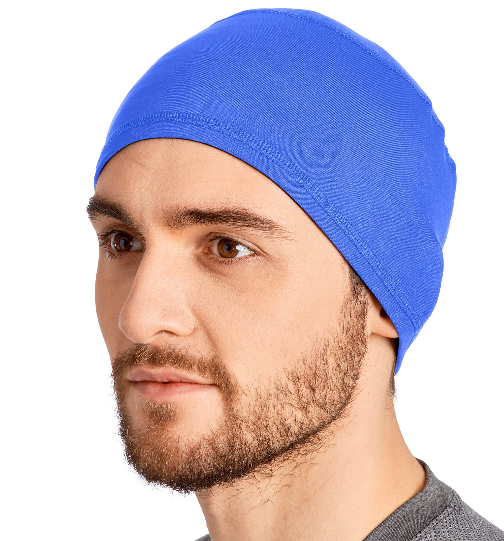 Cooling Skull Cap Helmet Liner for Men - Sweat Wicking Bike, Cycling, Bicycle Head Cap Beanie - Motorcycle & Hard Hat Liners Blue