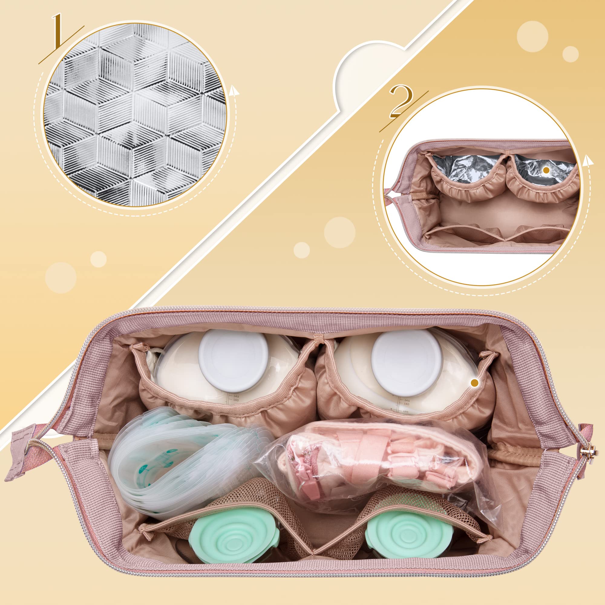 Fasrom Wearable Breast Pump Bag Bundle with Breastmilk Cooler Bag with Ice Pack Fits 4 Baby Bottles up to 5 Ounce