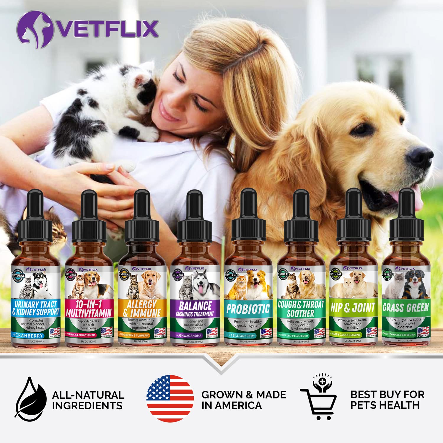Pet Adrenal Support for Dogs & Cats - Made in USA - Cushings Treatment for Dogs - Cat & Dog Supplement for Kidney Support