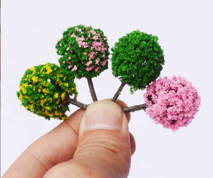 NW 30pcs Mini Colorful 1.41inch Model Trees Model Train Scenery Architecture Trees Model Scenery with No Stands